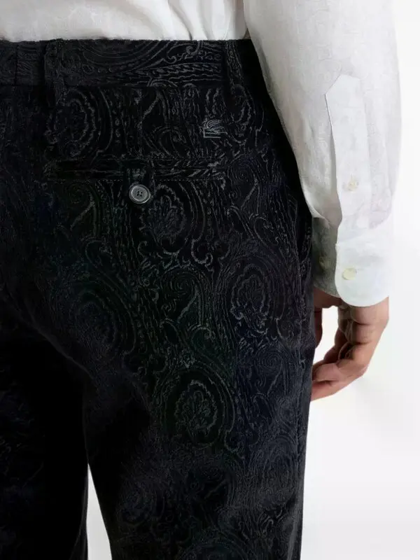 Etro Cotton Velvet Arnica Motif Trousers