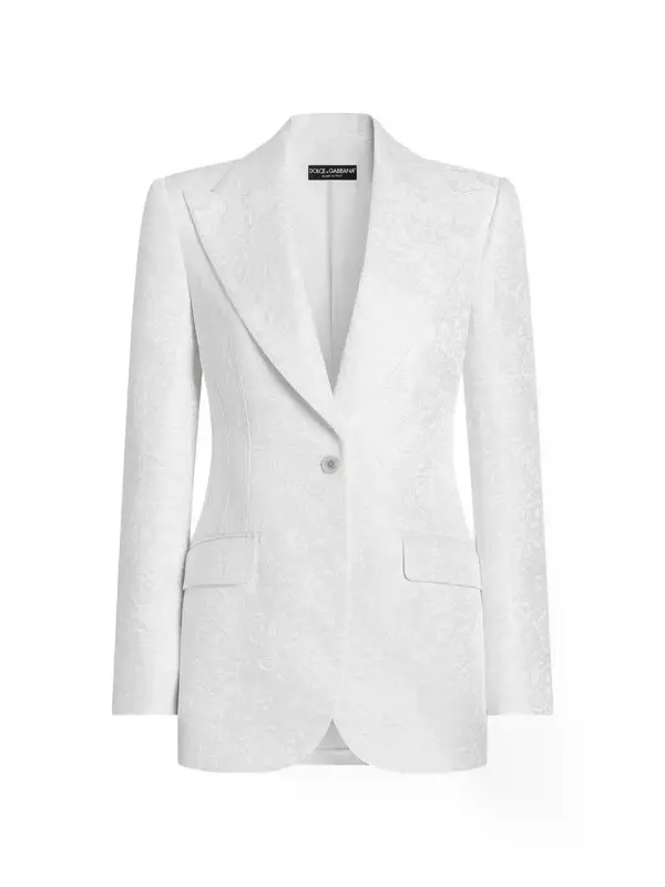 Dolce & Gabbana Single-breasted Brocade Turlington Jacket - White