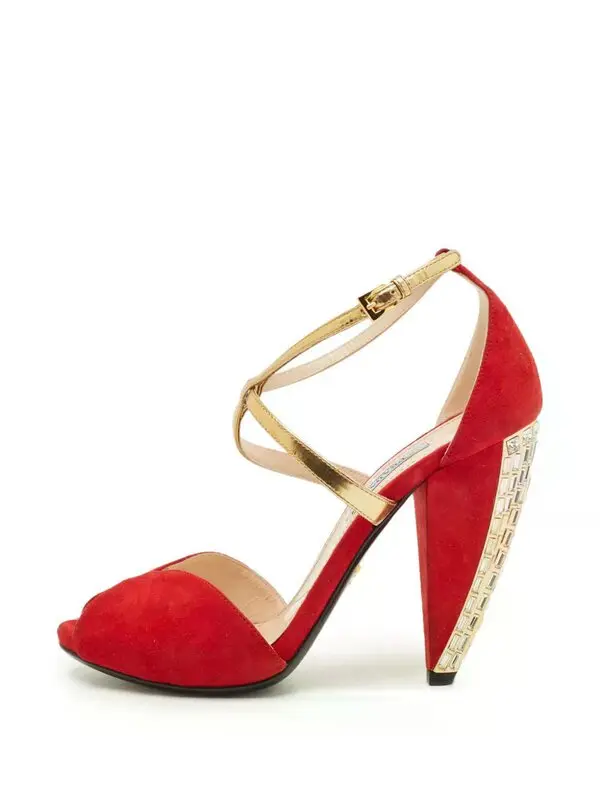 Prada Crystal-embellished Ankle-strap Sandals - Red