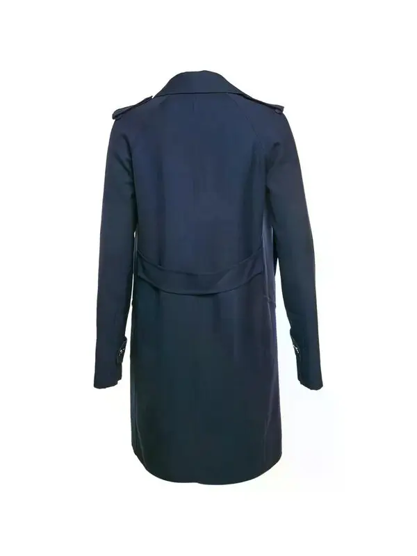 Gucci Navy Double-breasted Coat With Logo Hardware