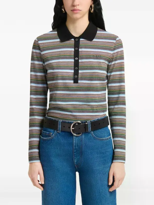 Marni Multicolour Striped Jersey Polo Shirt