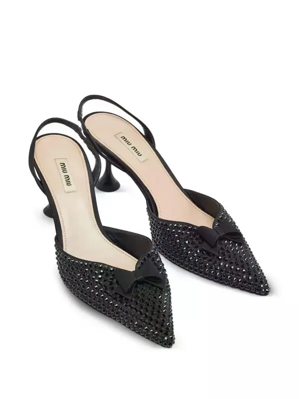 Miu Miu Crystal Embellished Bow Pumps