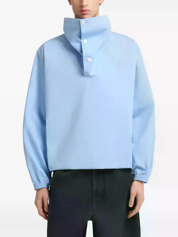 Marni Poplin Shirt With Funnel Neck - Blue