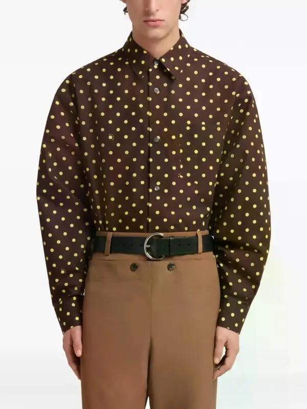 Marni Poplin Shirt With Polka Rhythm Print