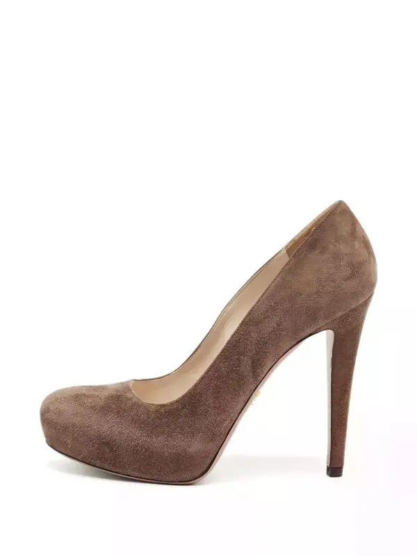Prada Suede Platform Pumps - Brown