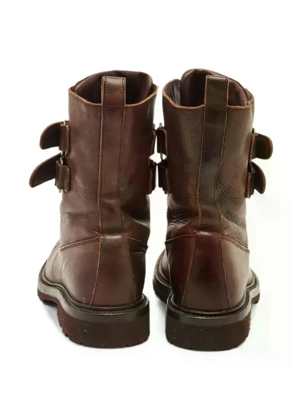 Brunello Cucinelli Leather Monili Bead-embellished Cap Toe Combat Boots