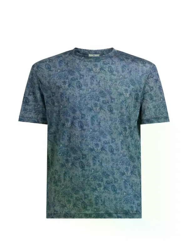 Etro T-shirt With Floral-motif - Blue