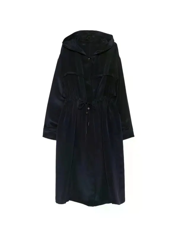 Max Mara Drawstring Hooded Coat - Blue