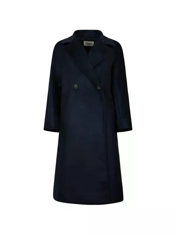 Max Mara Double-breasted Notched Lapel Coat - Blue