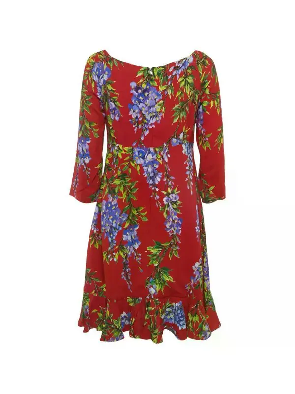 Dolce & Gabbana Floral Print Ruffled Dress - Red