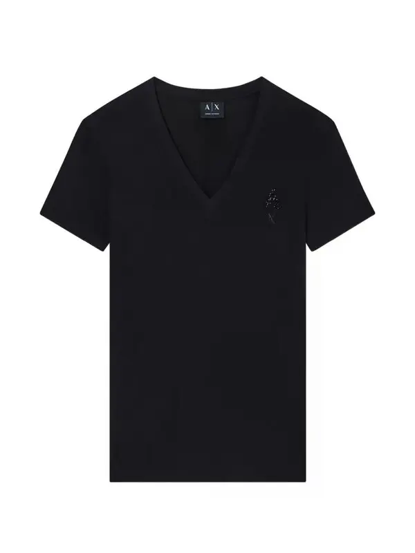 Armani Exchange Stud-embellished V-neck T-shirt - Black