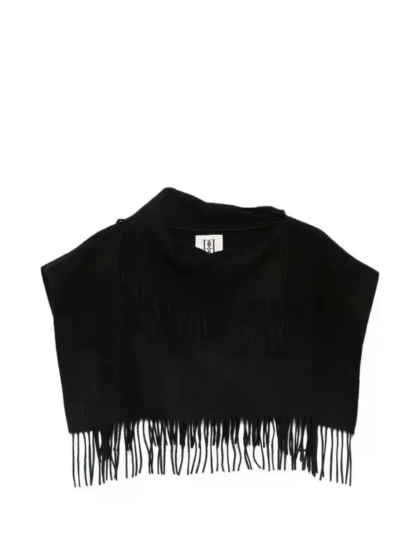 BY MALENE BIRGER Fringe-trimmed Embroidered-logo Scarf - Black