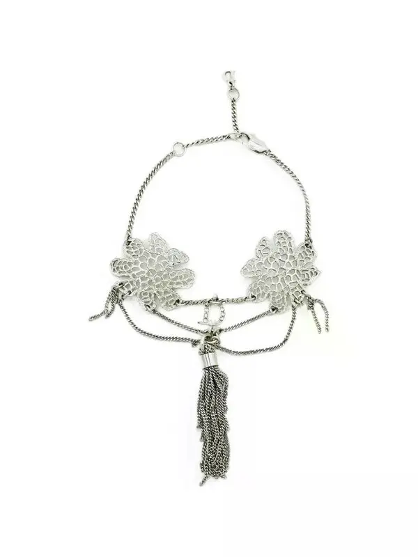 Dior Floral-motif Crystal-embellished Bracelet - Silver