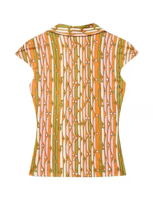 La DoubleJ Sleeveless Stretch Polo In Smarties Print