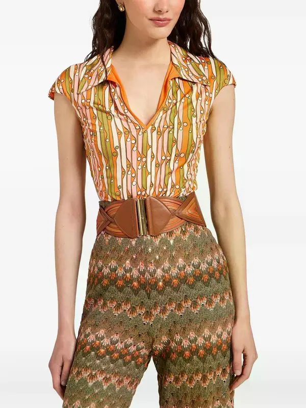 La DoubleJ Sleeveless Stretch Polo In Smarties Print - Orange
