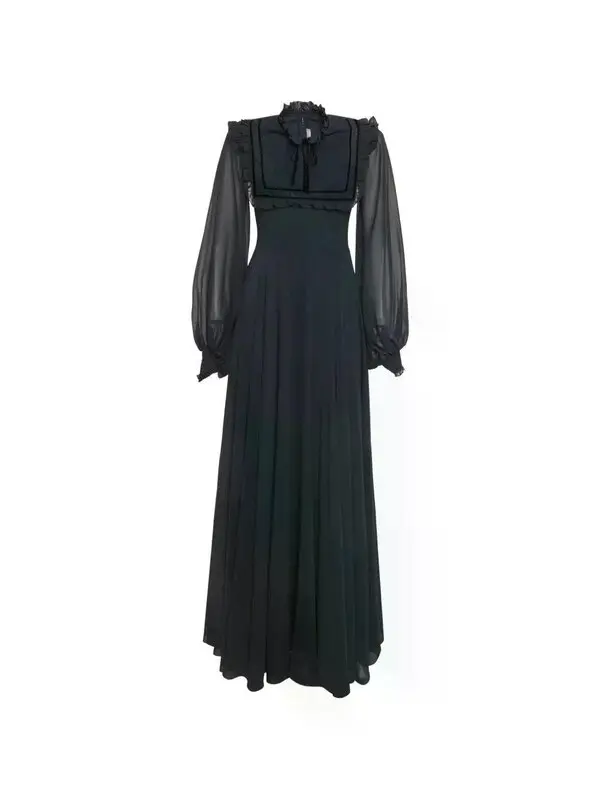 424 Ruffle-trim Lace-panel Maxi Dress - Blue