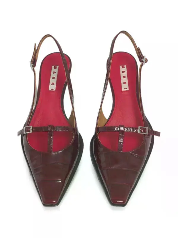 Marni Burgundy Croc-effect Leather Katty Slingback