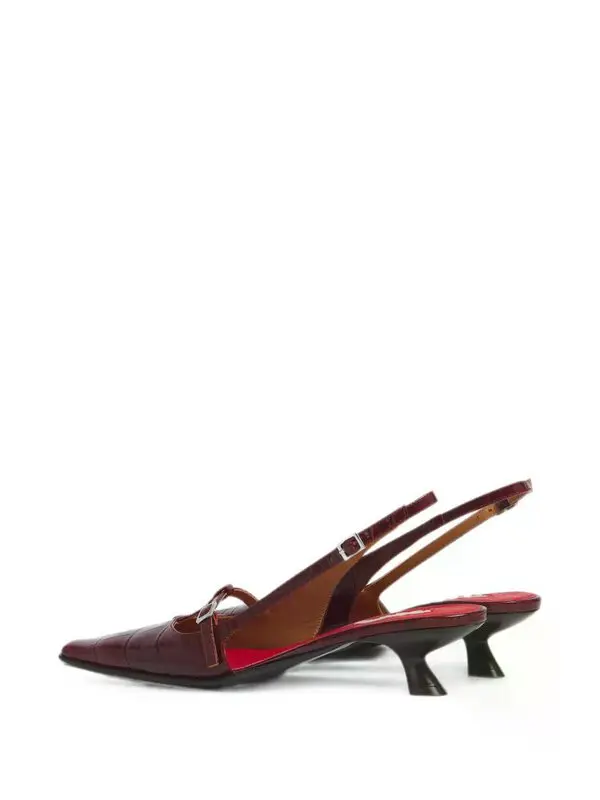 Marni Burgundy Croc-effect Leather Katty Slingback