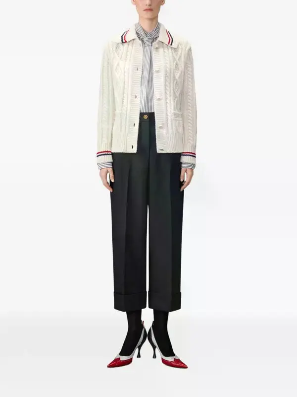Thom Browne Striped Silk-satin Shirt - Grey