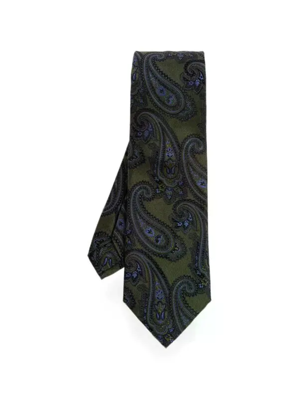 Etro Paisley-print Silk Tie - Green