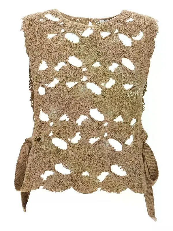KANGRA Crochet-knit Sleeveless Top - Neutrals