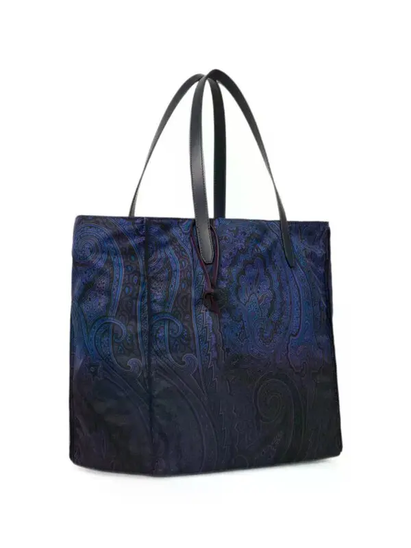Etro Unfold Me Nylon Tote Bag With Degradé Arnica Motif - Blue