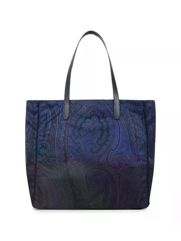Etro Unfold Me Nylon Tote Bag With Degradé Arnica Motif - Blue