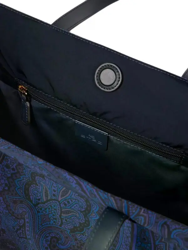 Etro Unfold Me Nylon Tote Bag With Degradé Arnica Motif - Blue