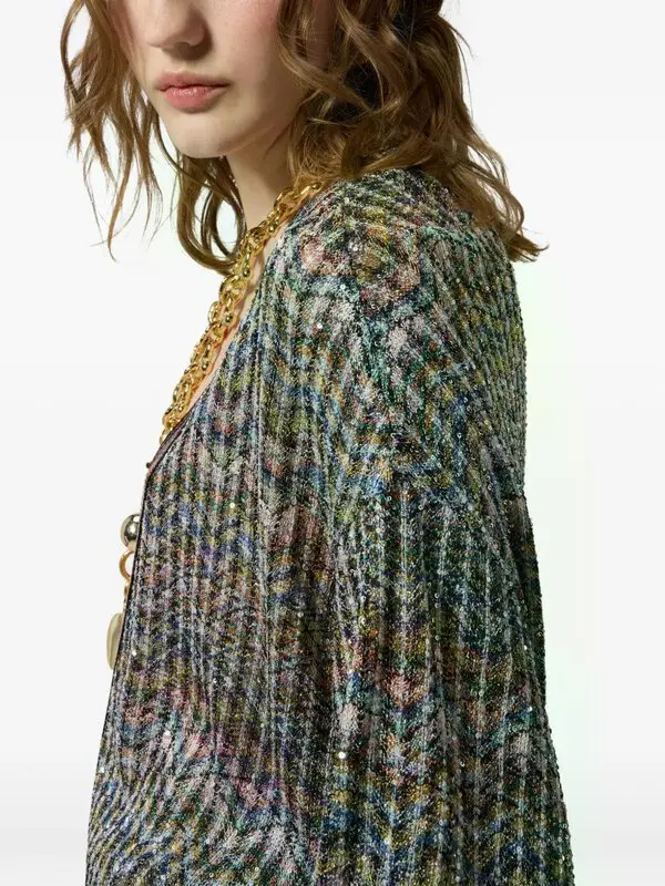 Missoni Sequin Embellished Zigzag Pattern Cardigan