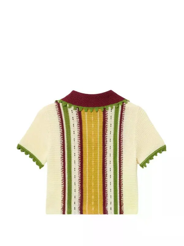 La DoubleJ Cropped Bowling Polo With Crochet Detailing