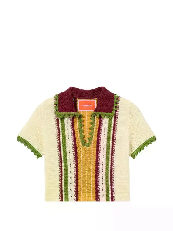 La DoubleJ Cropped Bowling Polo With Crochet Detailing