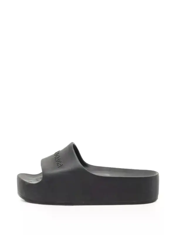 Balenciaga Embossed Logo Pool Slides - Black