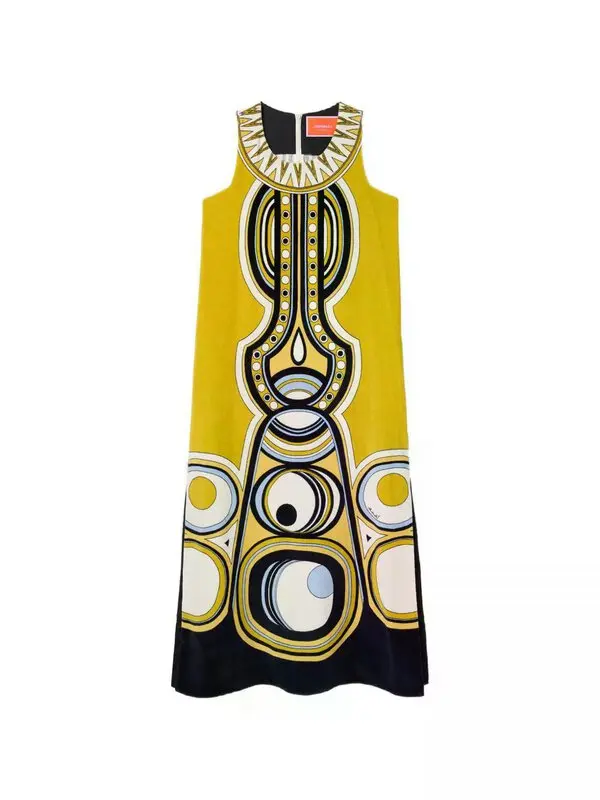 La DoubleJ Totem Placed Maxi Dress - Yellow