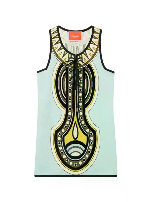 La DoubleJ Totem Mini Dress In Sanctuary Print - Blue