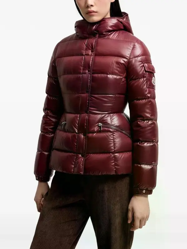 Moncler Logo Patch Quilted Down Jacket - Red