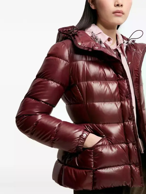 Moncler Logo Patch Quilted Down Jacket - Red
