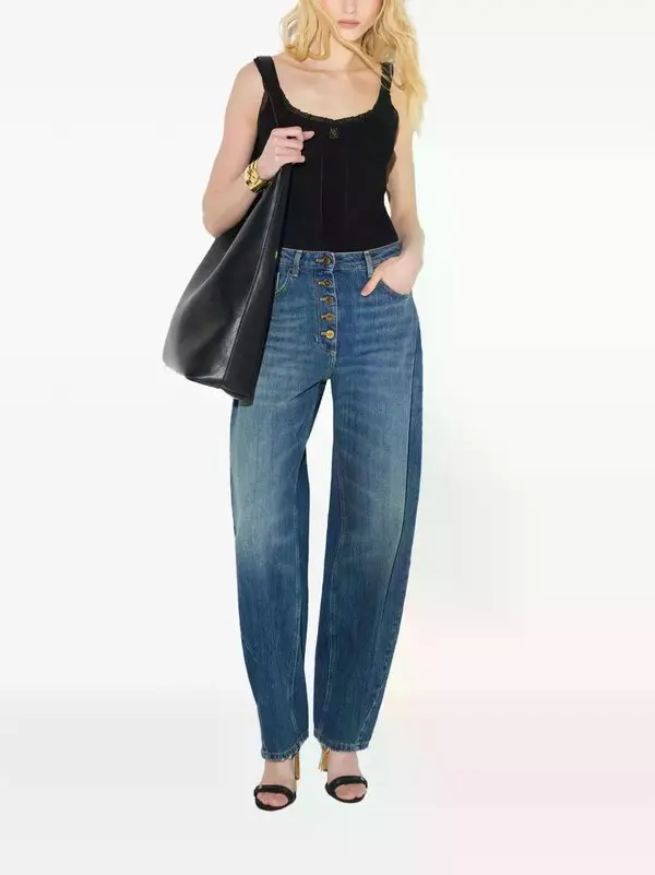 Elisabetta Franchi Balloon Jeans With Jewel Buttons