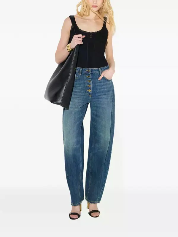 Elisabetta Franchi Balloon Jeans With Jewel Buttons - Blue