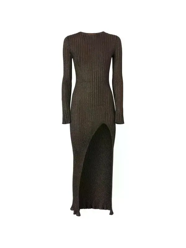 Missoni Ribbed Metallic-thread Dress - Brown