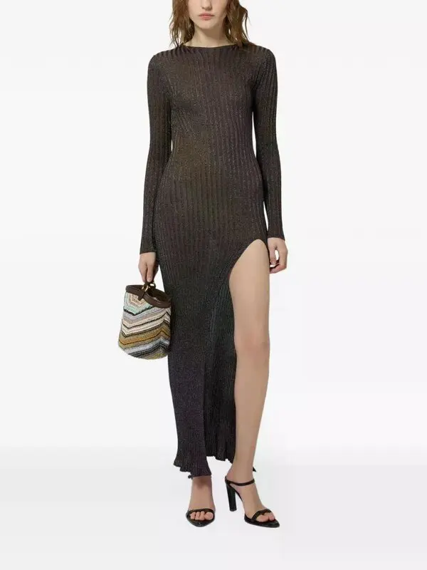 Missoni Ribbed Metallic-thread Dress - Brown