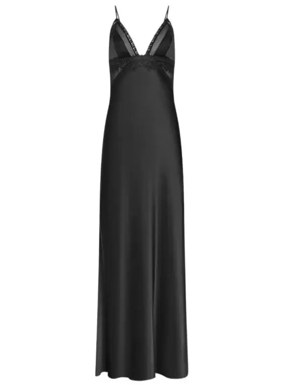 L'Agence Elsa Lace-trim Maxi Dress - Black