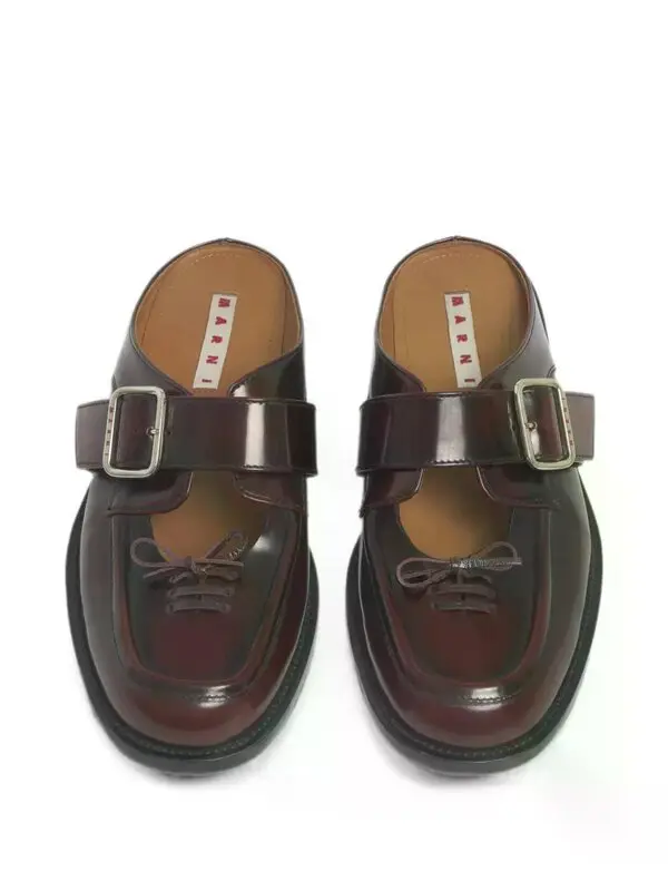 Marni Burgundy Leather Sabots