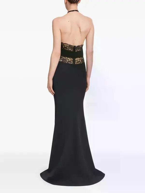 Elie Saab Lace-panelled Halterneck Gown