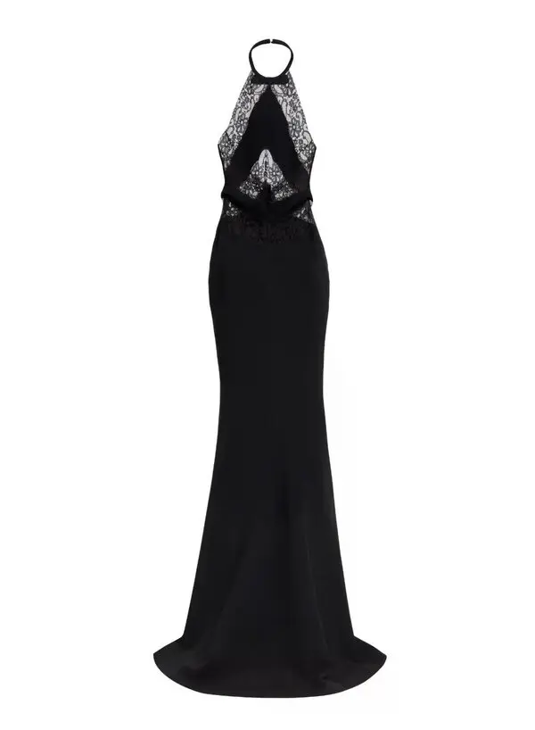 Elie Saab Lace-panelled Halterneck Gown