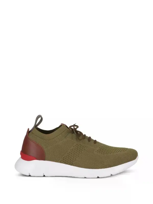 Isaia Leather-panel Low-top Sneakers - Green