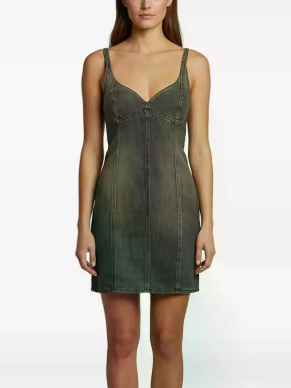 Balenciaga Panelled Sweetheart Neck Mini Dress - Grey