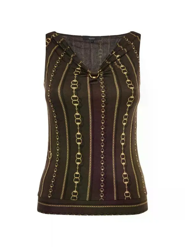 Gucci Chain-link Print Sleeveless Top - Brown