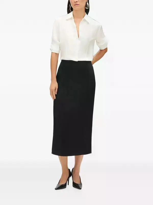 Another Tomorrow Topstitched Architectural Skirt