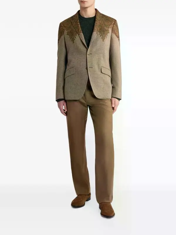 Etro Single-breasted Wool-blend Jacket With Placed Paisley Pochette Print