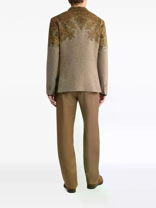 Etro Single-breasted Wool-blend Jacket With Placed Paisley Pochette Print